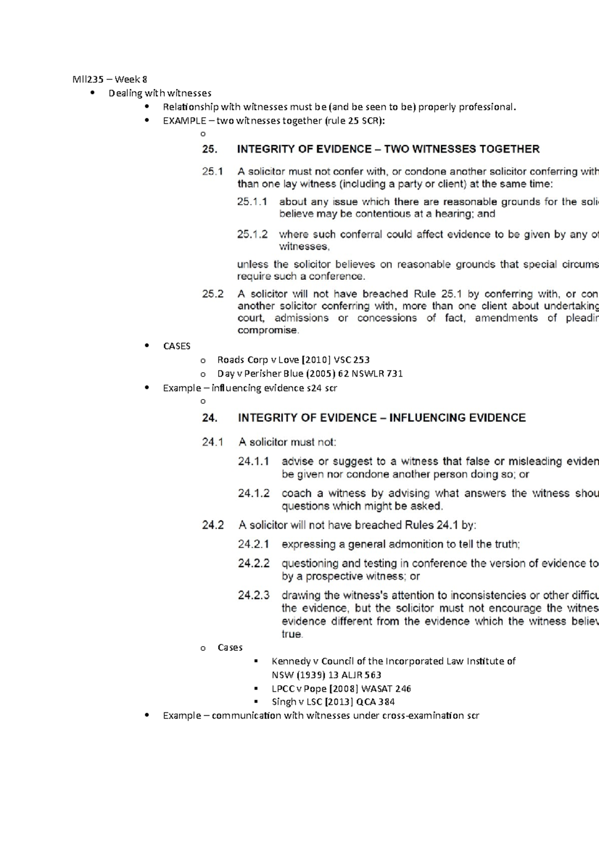 MLL235 - Week 8 - Legal Practice and Ethics Lectures and Seminar Notes ...