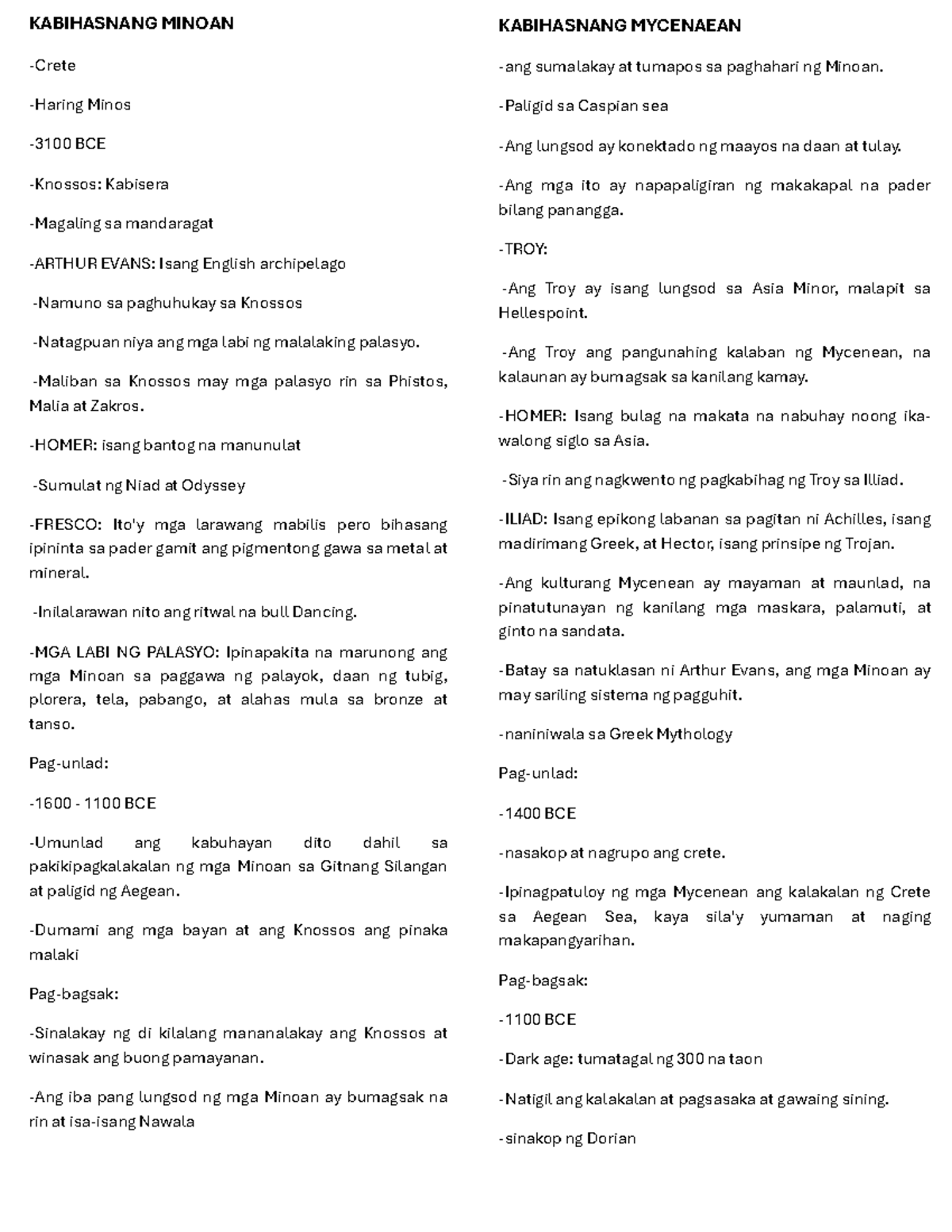 Greece Reviewer - KABIHASNANG MINOAN Crete Haring Minos 3100 BCE ...