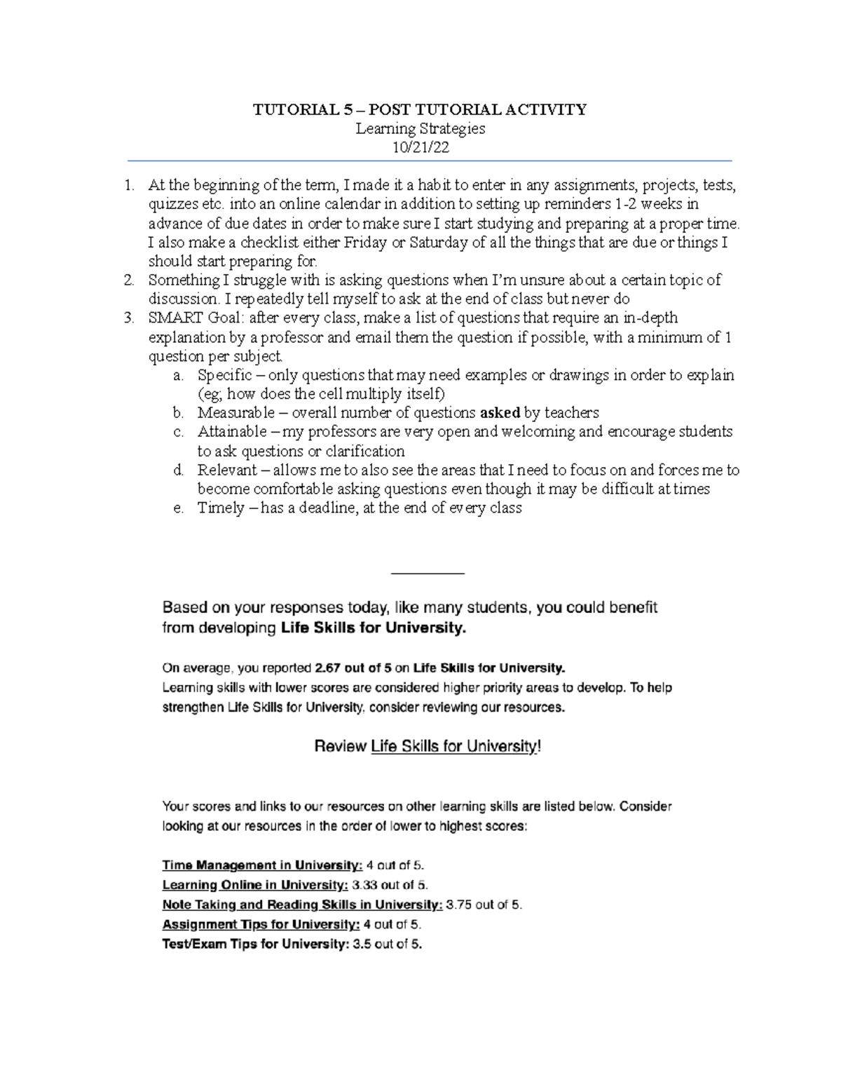 Health 107 Post-Tutorial #5 - TUTORIAL 5 – POST TUTORIAL ACTIVITY ...