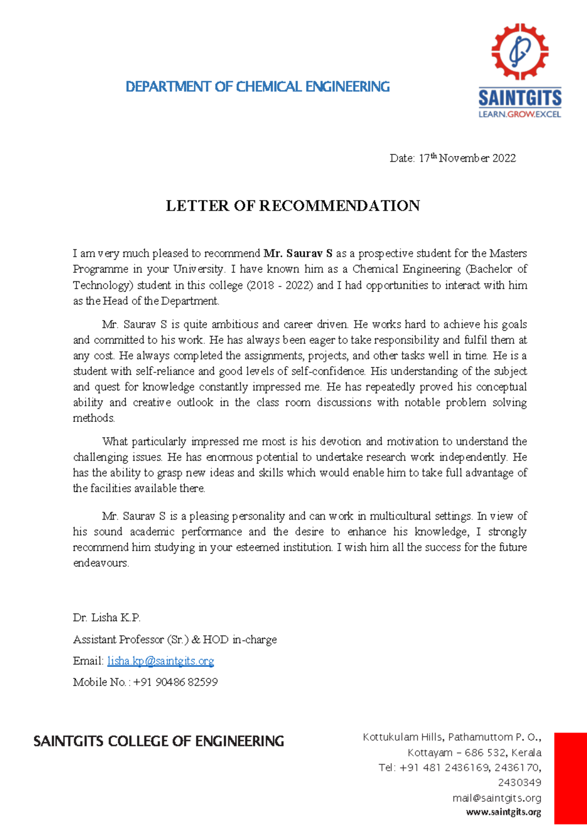 Saurav S - This is biogr - DEPARTMENT OF CHEMICAL ENGINEERING ...