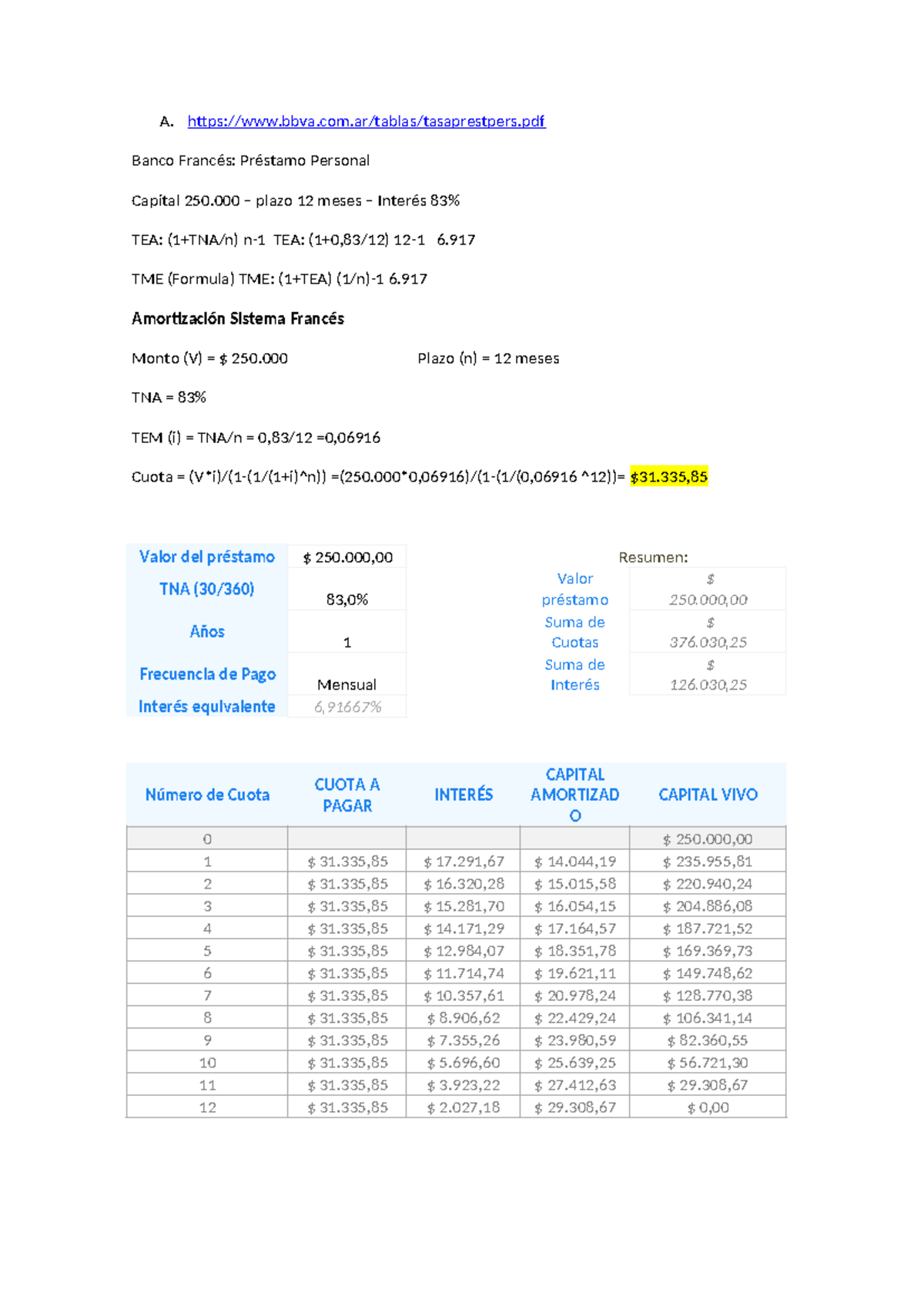TP3 Analisis Financiero Cuantitativo - A. bbva.com/tablas/tasaprestpers.pdf Banco Francés ...