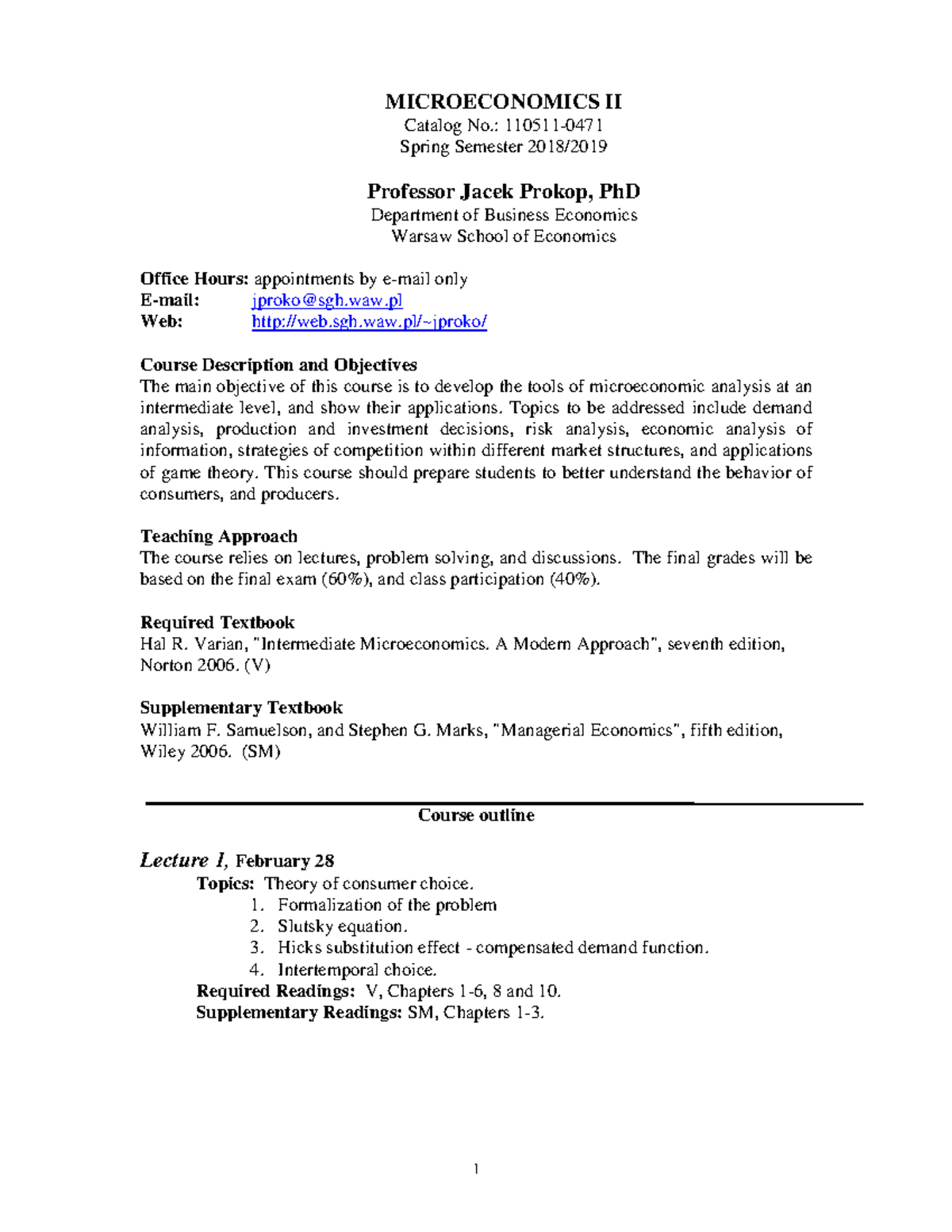 Micro Syl.2019 (1) — kopia - Warning: TT: undefined function: 32 MICROECONOMICS II Catalog No ...