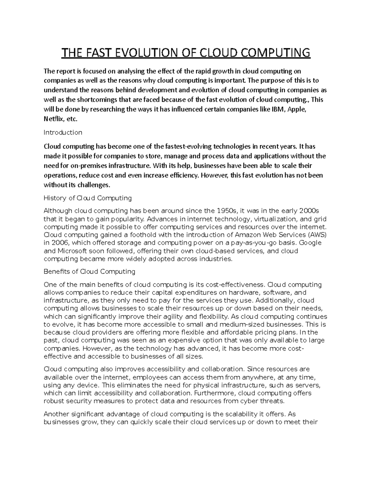 THE FAST Evolution OF Cloud Computing - THE FAST EVOLUTION OF CLOUD ...