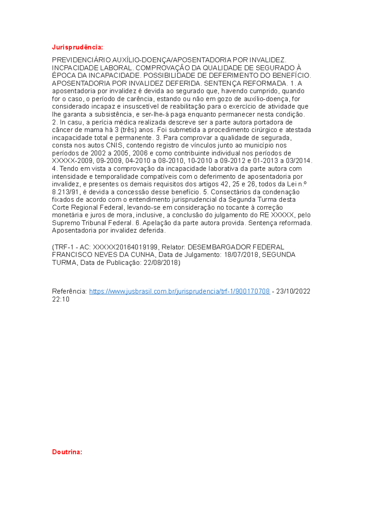 Jurisprudência Cid F32 2 Aposentadoria - RETOEDU