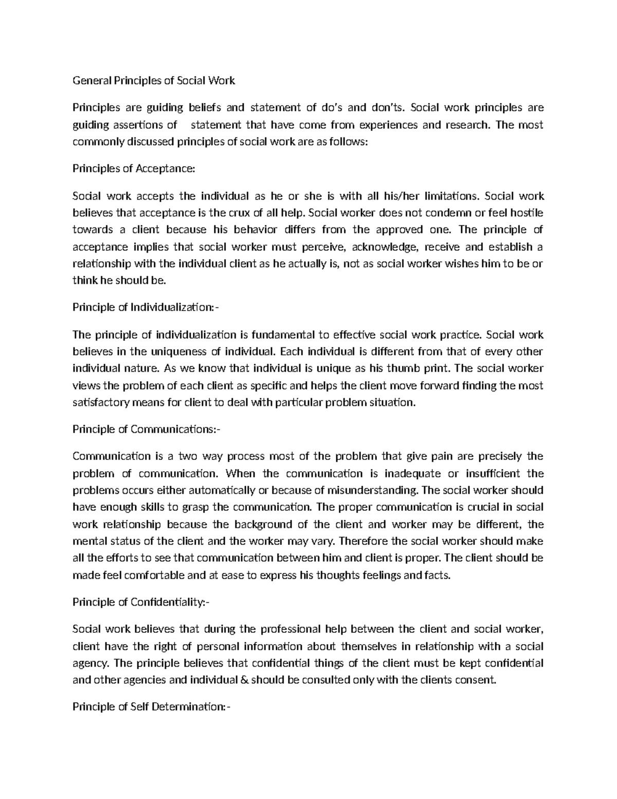 Principles of Social Work - General Principles of Social Work ...