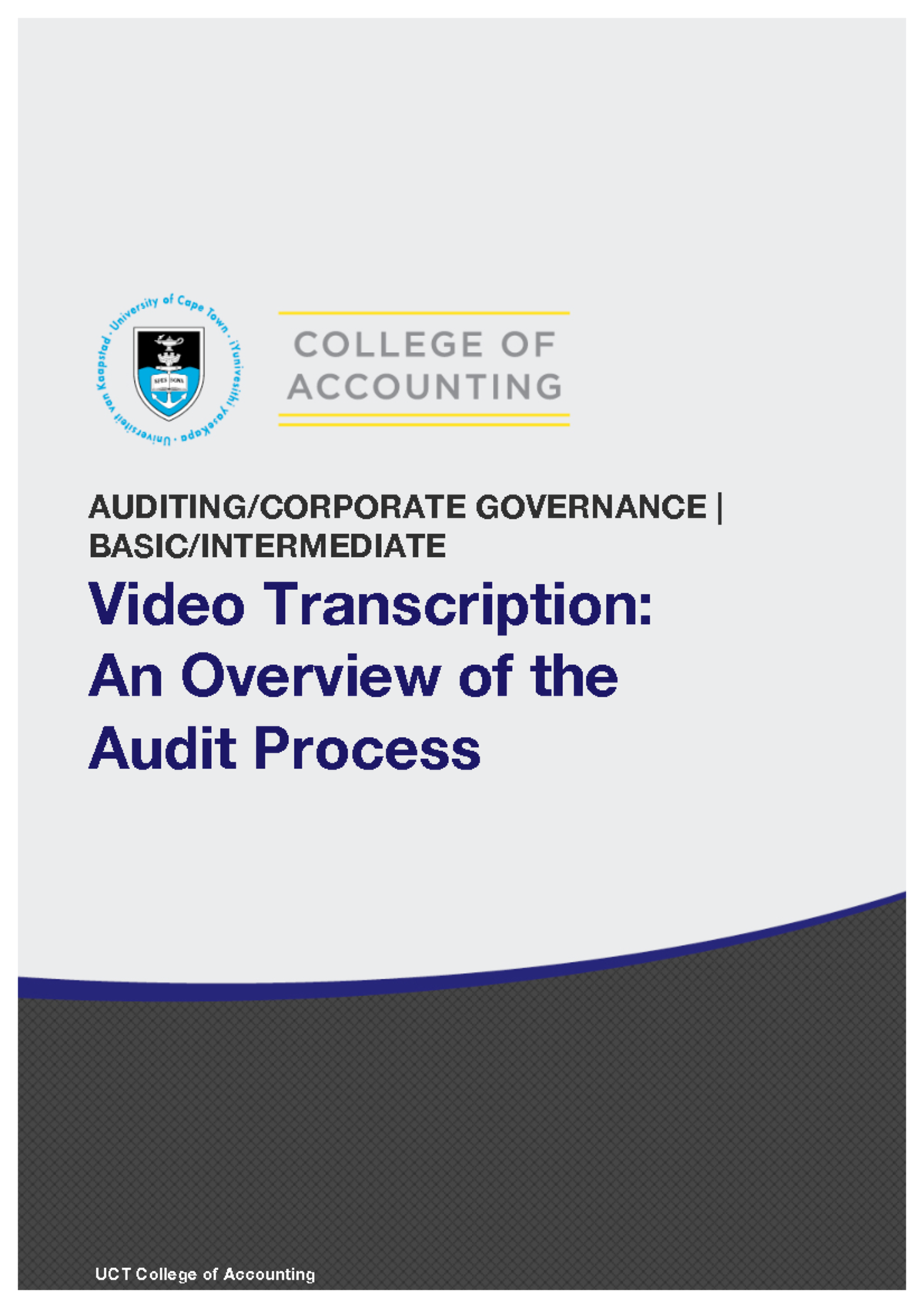 Auditing Corporate Governance Basic Int An Overview of the Audit ...