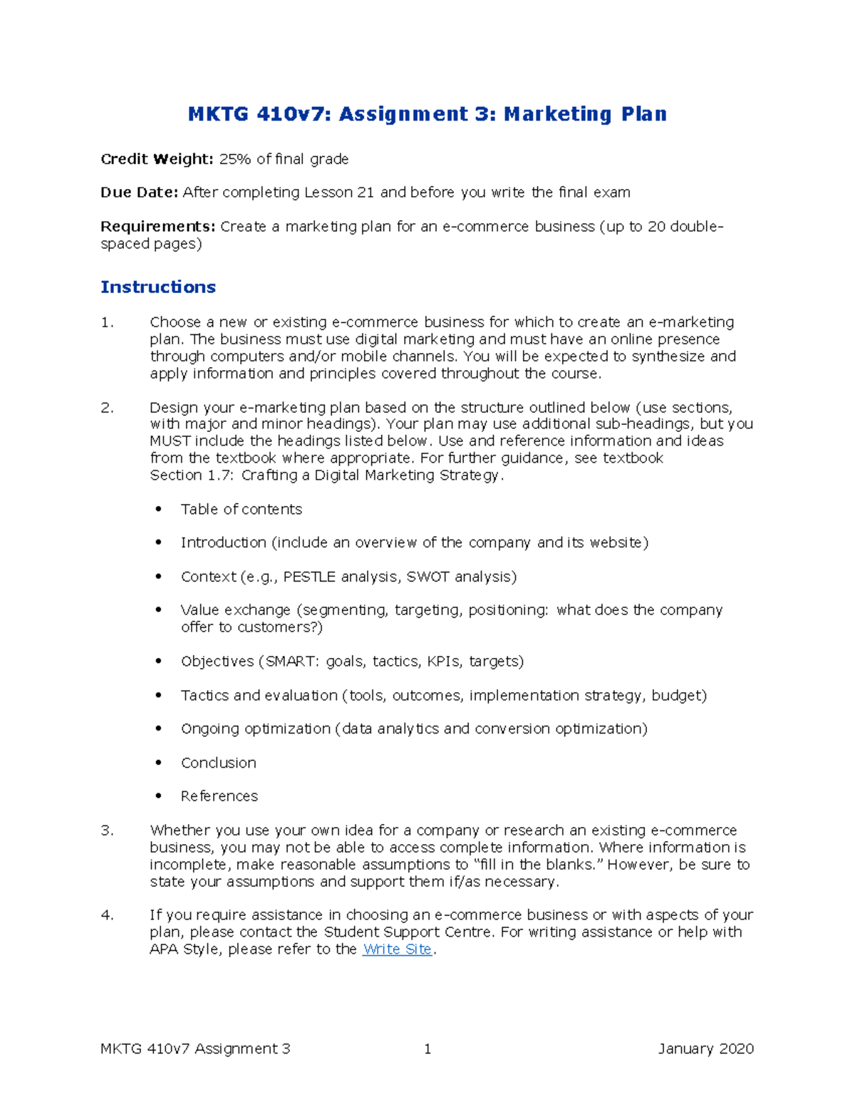 MKTG410v7 Assignment 3 - The business must use digital marketing and ...