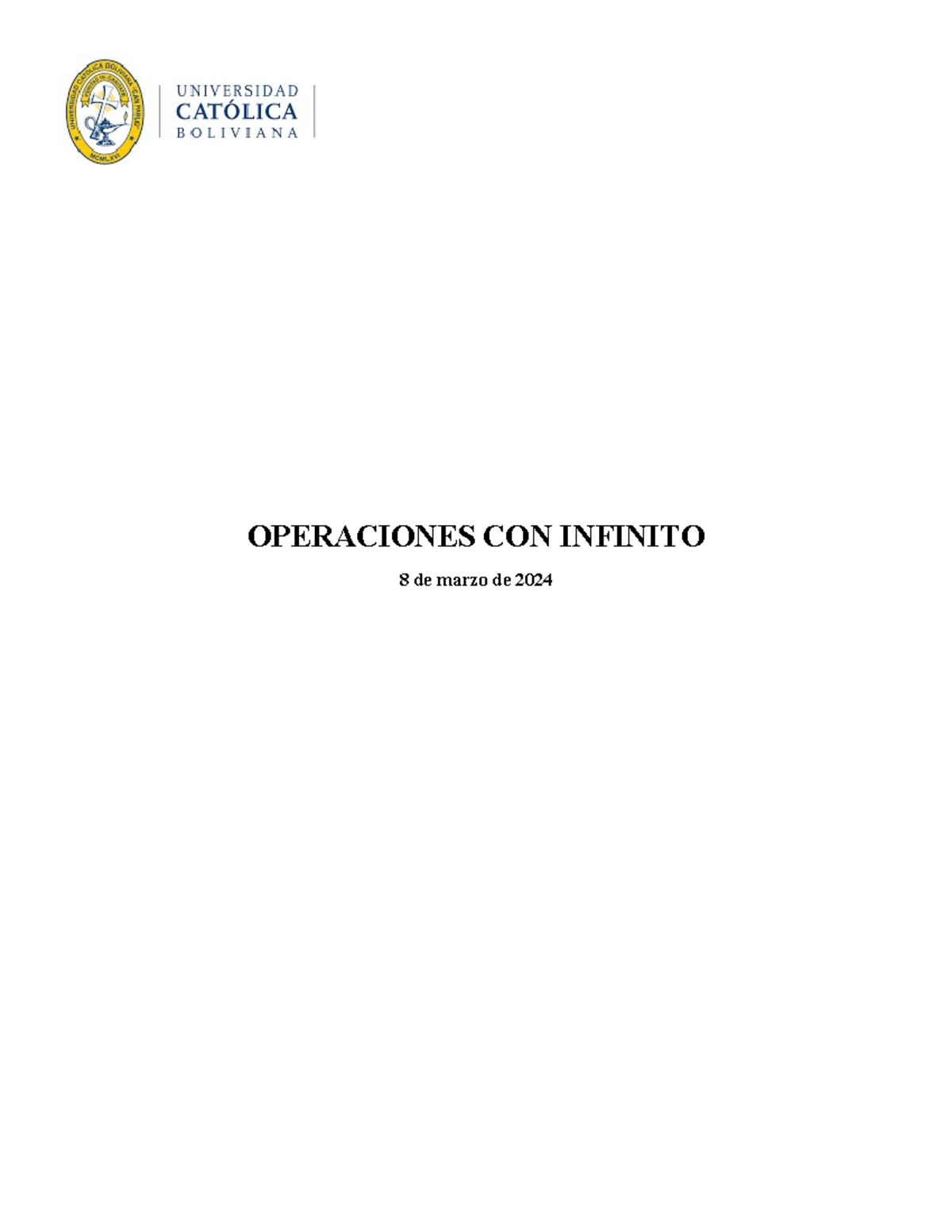 Operaciones con Infinito - Cálculo I - OPERACIONES CON INFINITO 8 de ...