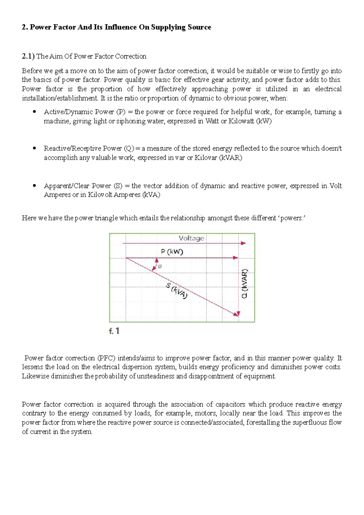 EP Assignment final - 2. Power Factor And Its Influence On Supplying ...