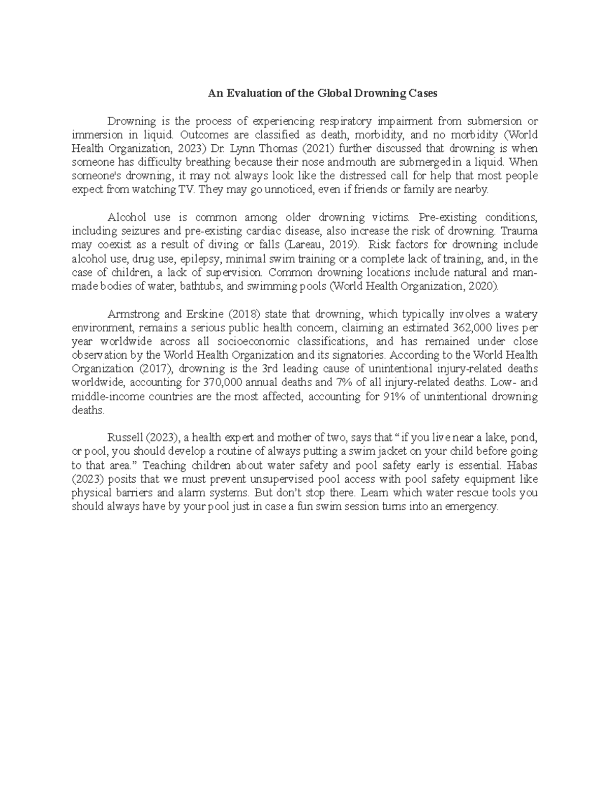 Inbound 5874378529400083200 - An Evaluation of the Global Drowning ...