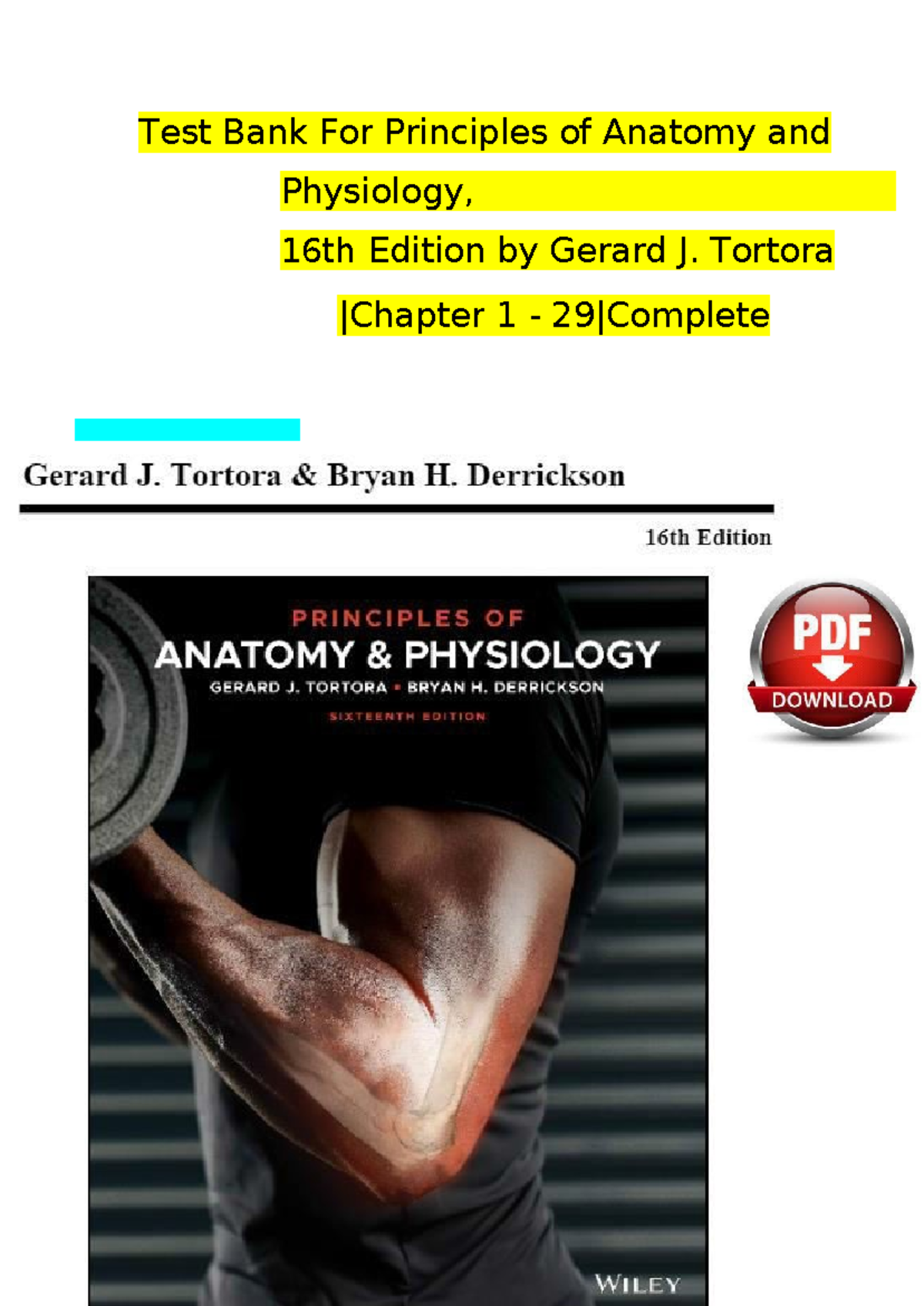 Principles of anatomy and physiology 16th edition by gerard j tortora ...