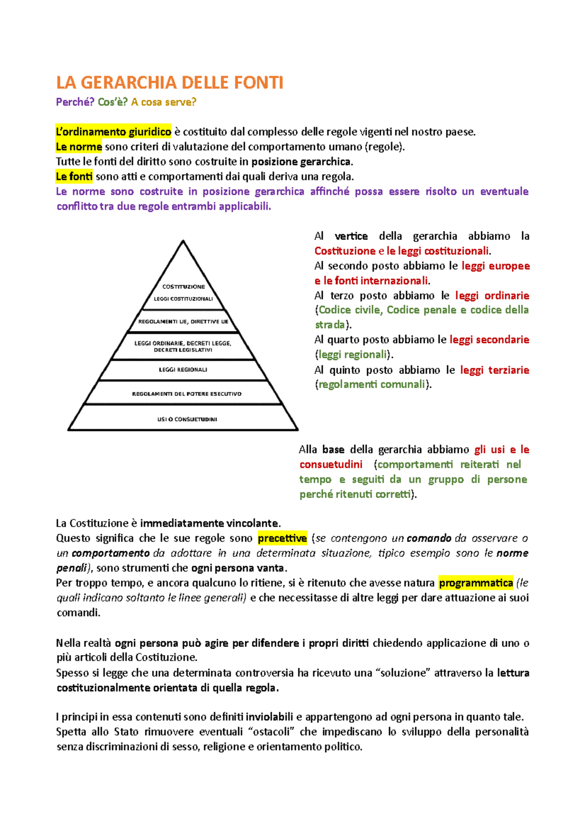 LA Gerarchia Delle Fonti - LA GERARCHIA DELLE FONTI Perché? Cos’è? A ...