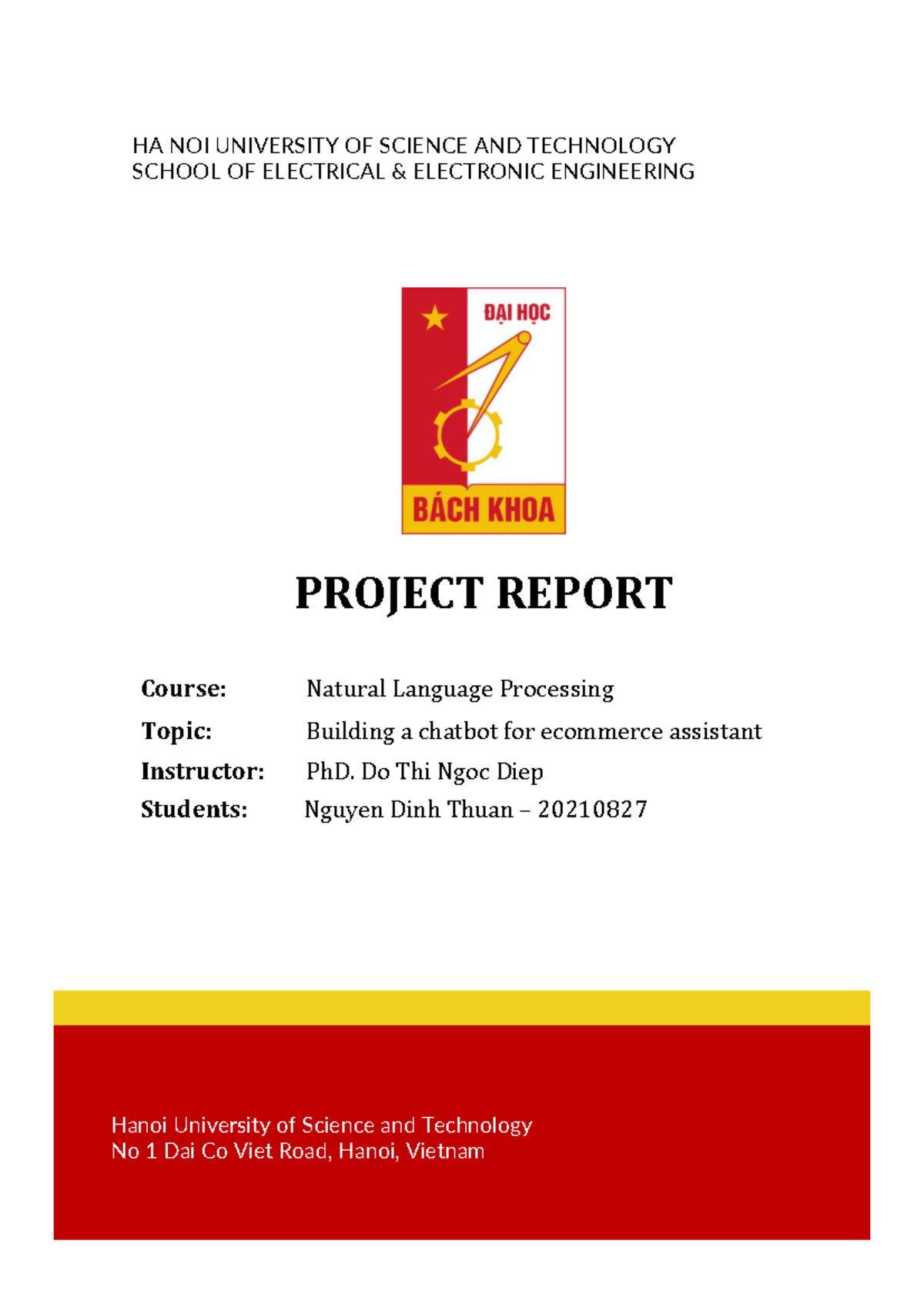 NLP report - Chatbot - HA NOI UNIVERSITY OF SCIENCE AND TECHNOLOGY ...