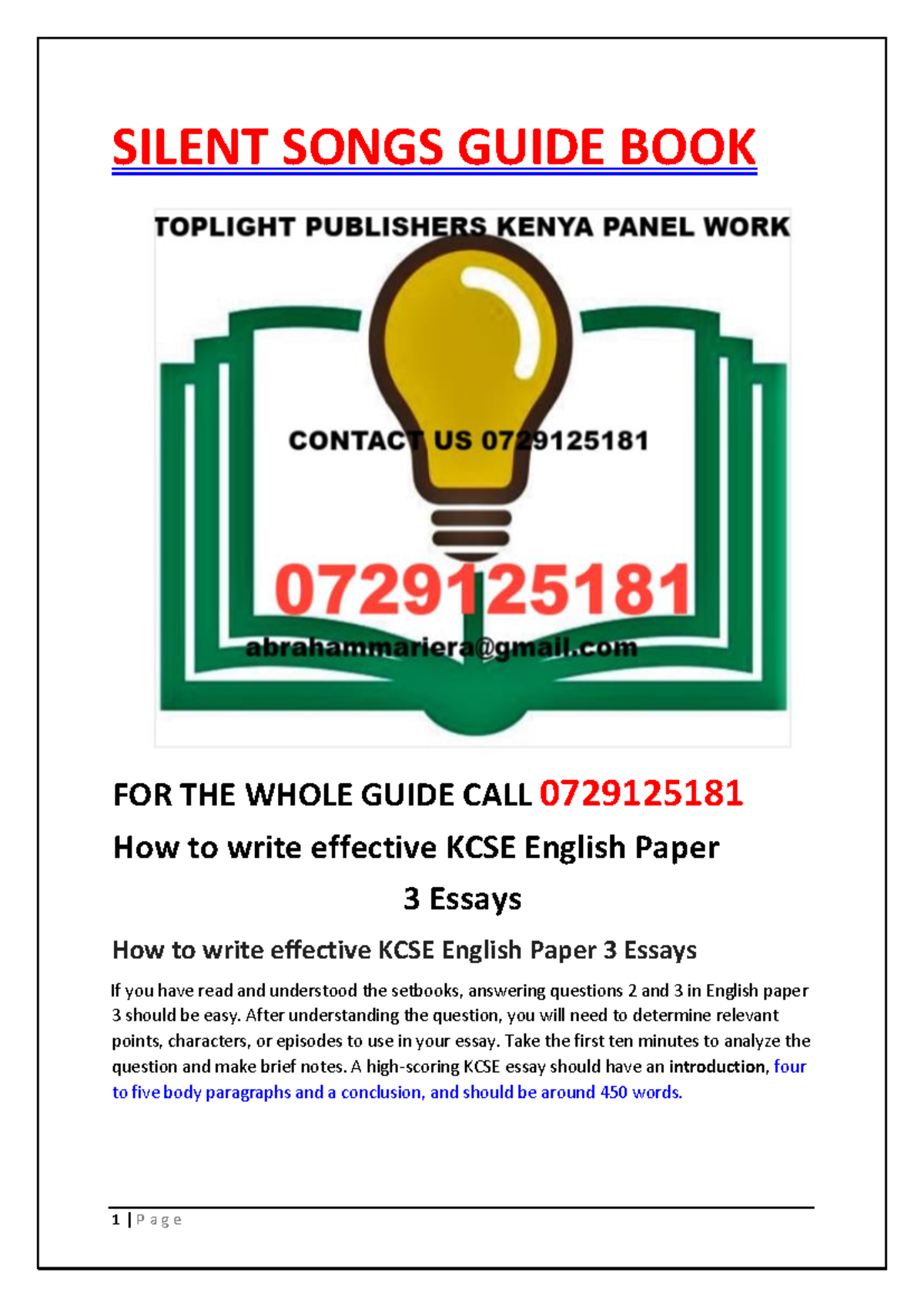 Silent Songs Guide BOOK - SILENT SONGS GUIDE BOOK FOR THE WHOLE GUIDE ...