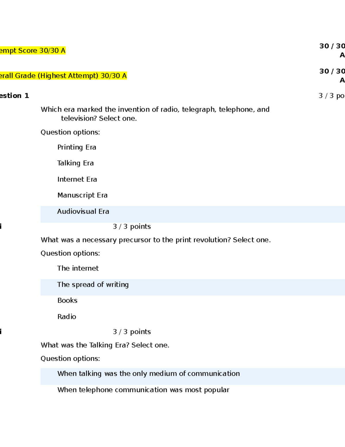 COM-127 Module Two Quiz - Graded - 30 / 30 A 30 / 30 A 3 / 3 poi Which ...