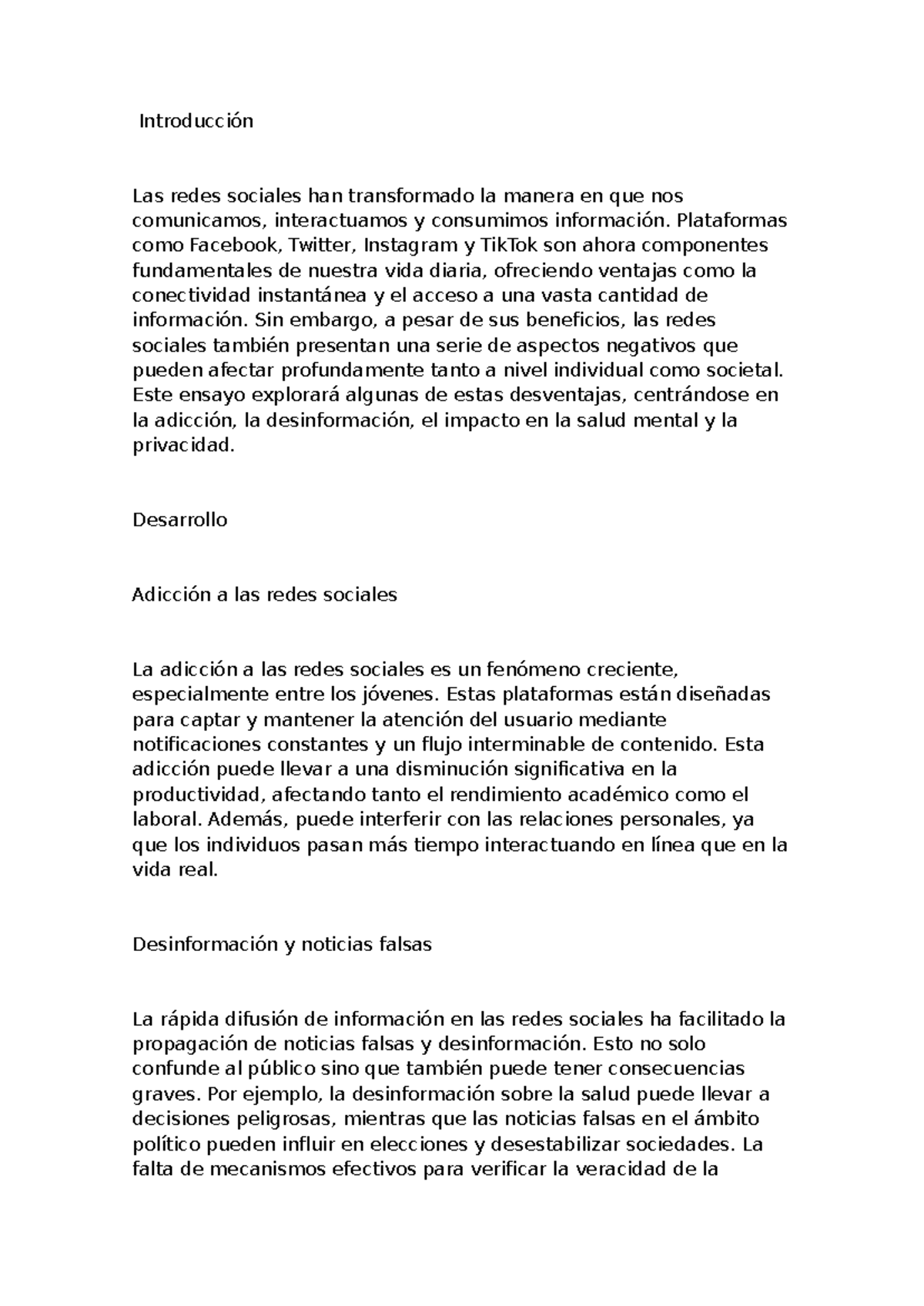 redes sociales adicción y otras cosas negativas - Introducción Las ...