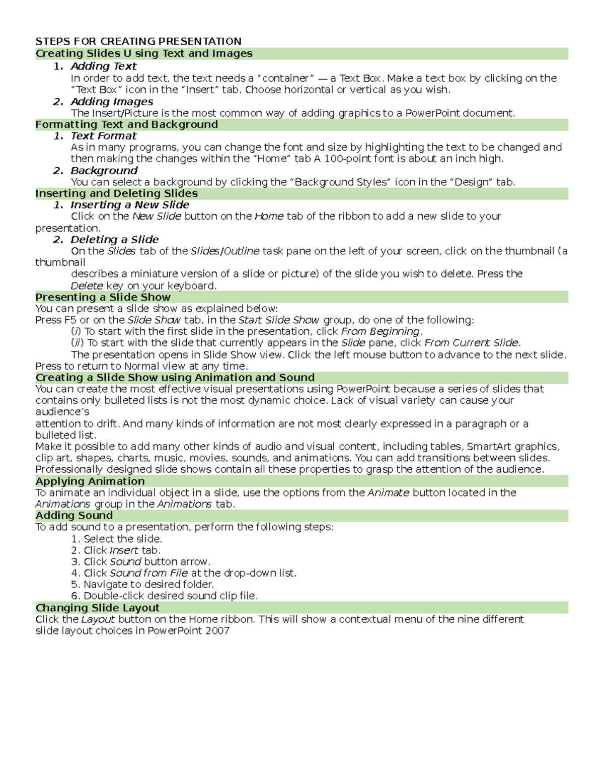 Steps FOR Creating Presentation - STEPS FOR CREATING PRESENTATION ...