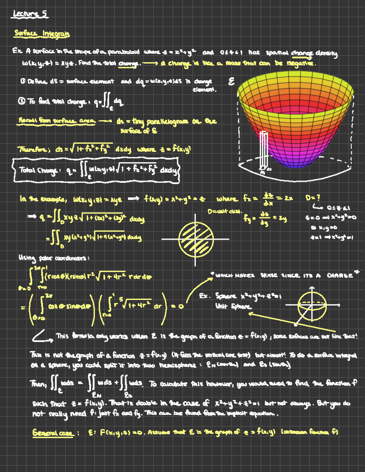 Lecture 5 - Notes - Lecture 5 Integrals Ex. A surface inthe shape ofa ...
