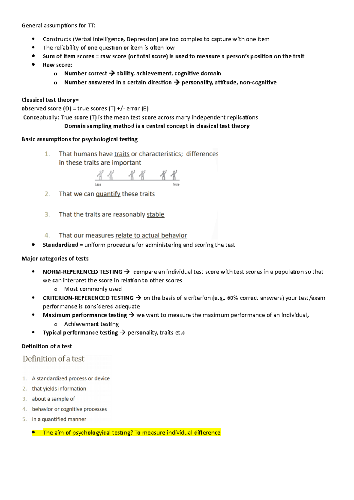 Study sheet - Test theory summary of most important points and notes ...