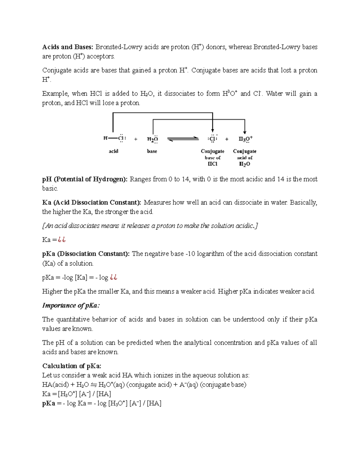 P H, Ka, p Ka and Buffer - ph, pka - Acids and Bases: Bronsted-Lowry acids are proton (H+ ...