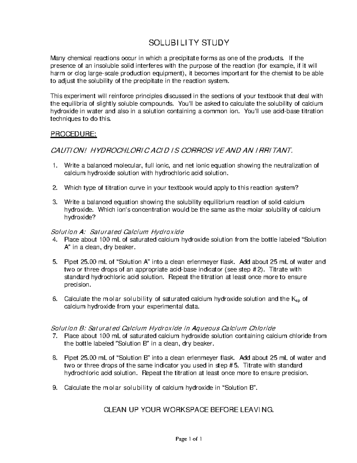 Solubility Study Wilcox - Page 1 of 1 EXPERI MENT 8 SOLUBI LI TY STUDY ...
