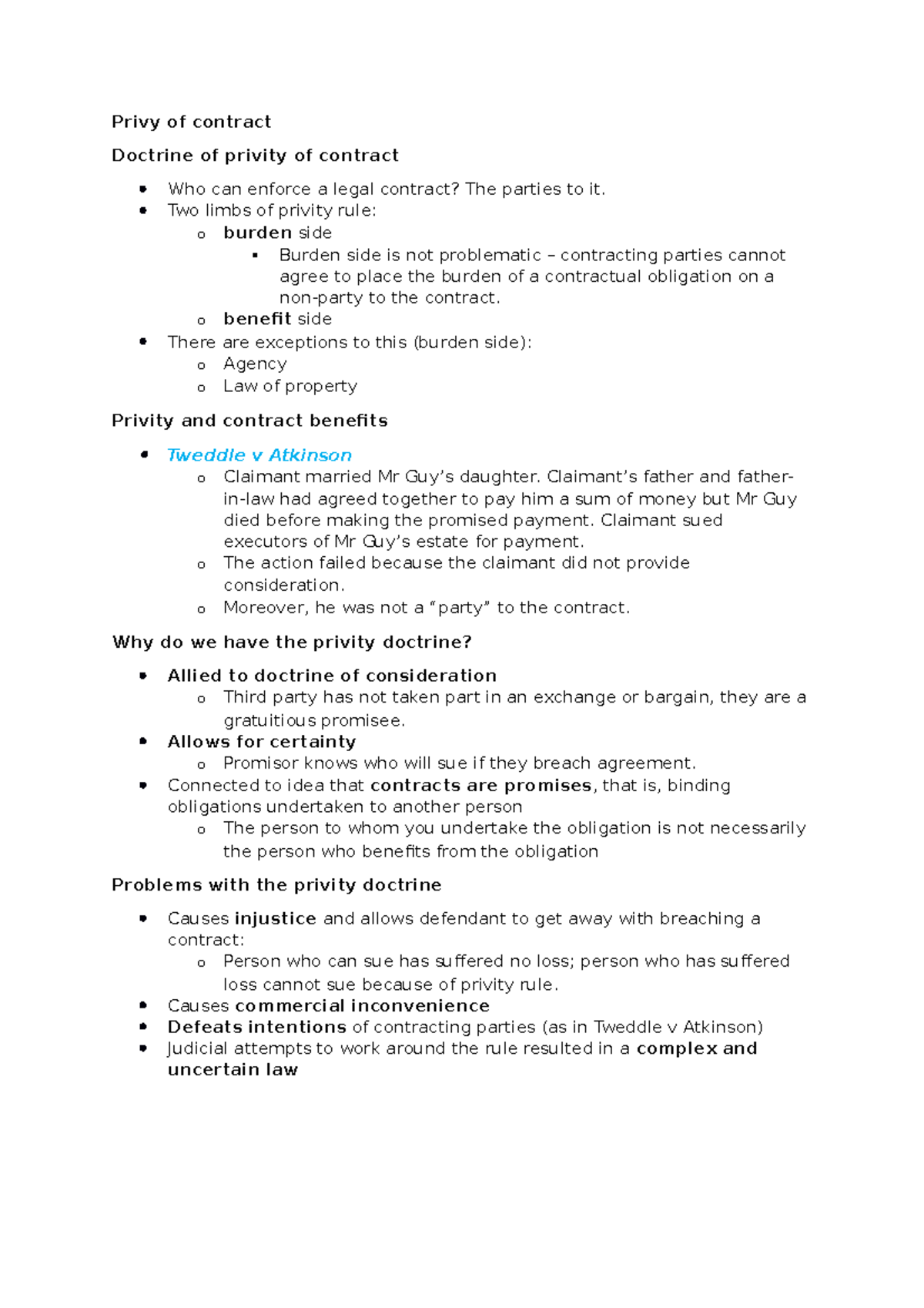 Privy of contract - Privy of contract Doctrine of privity of contract ...