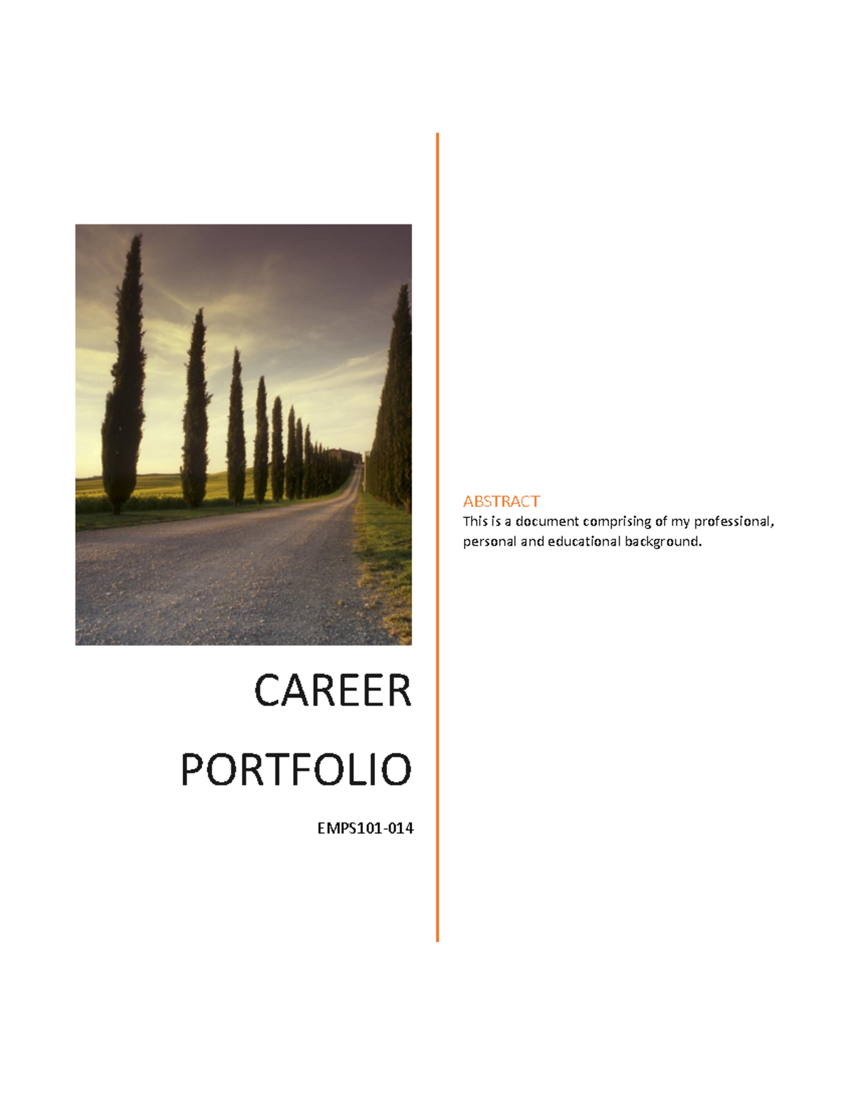 Career Portfolio Sample - CAREER PORTFOLIO EMPS101- 014 ABSTRACT This ...