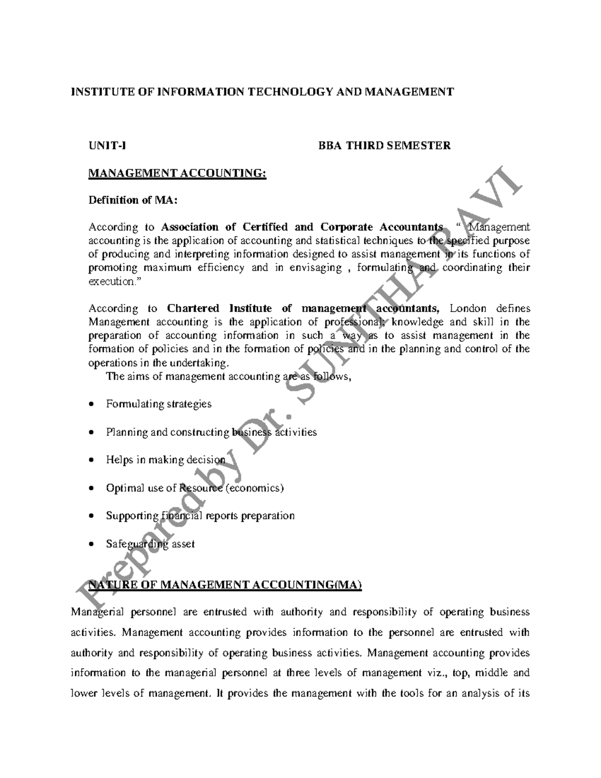 MA unit I notes - THEORY BY REENA MAM - INSTITUTE OF INFORMATION ...