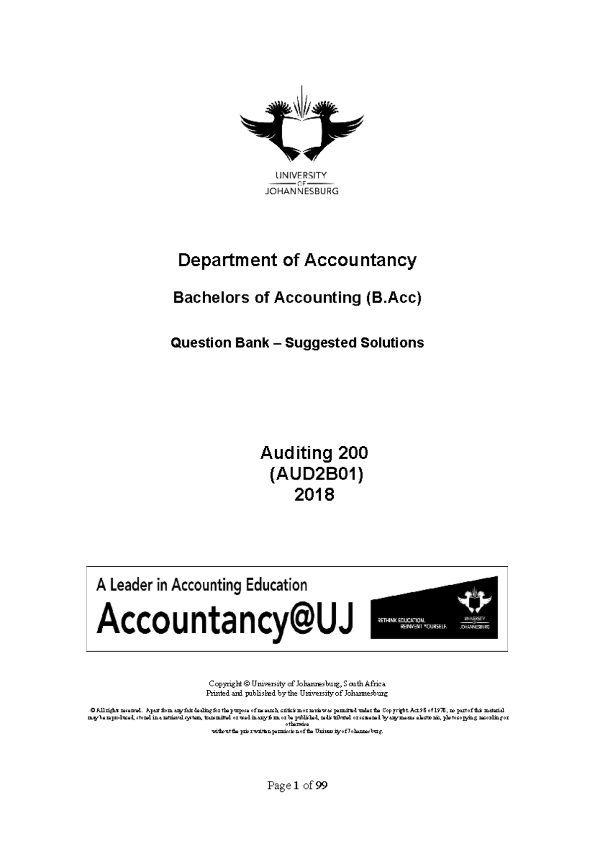 Question Bank 2018 Suggested Solutions-1 - Department of Accountancy Bachelors of Accounting (B ...