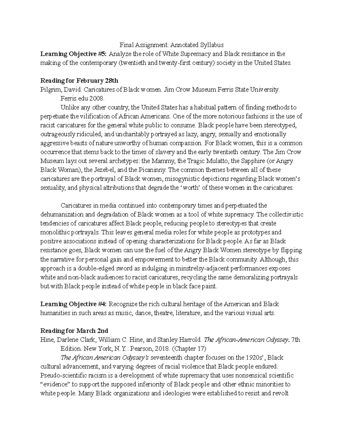 Annotated Syllabus AFAM 2B - Final Assignment: Annotated Syllabus ...