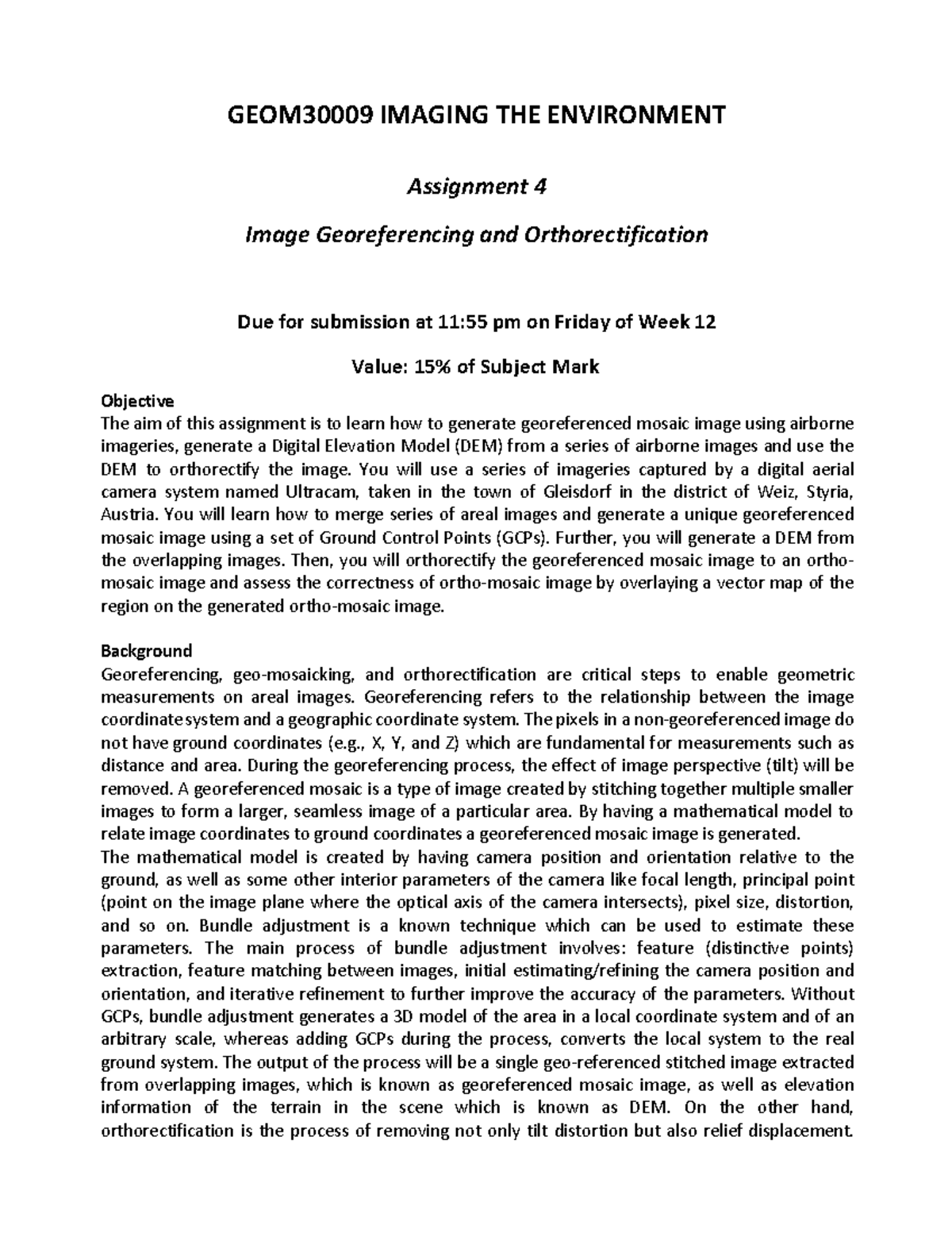GEOM30009 Assignment 4 Georeferencing 2023 - GEOM30009 IMAGING THE ENVIRONMENT Assignment 4 ...