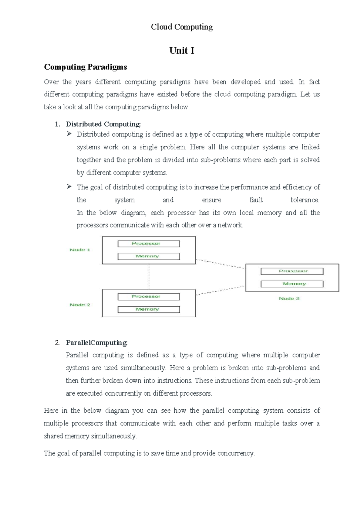 compuer scirnce - Unit I Computing Paradigms Over the years different ...