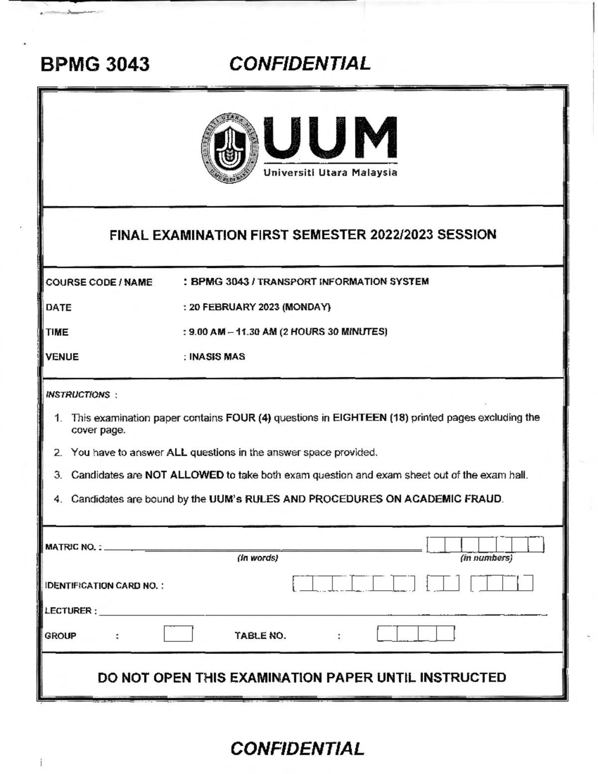 BPMG3043 1 2022 2023-A221 - BPMG 3043 CONFIDENTIAL UTARA SERVICE UUM ...