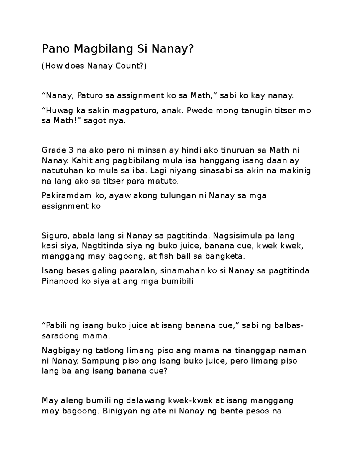 Pano Magbilang Si Nanay - Pano Magbilang Si Nanay? (How does Nanay ...