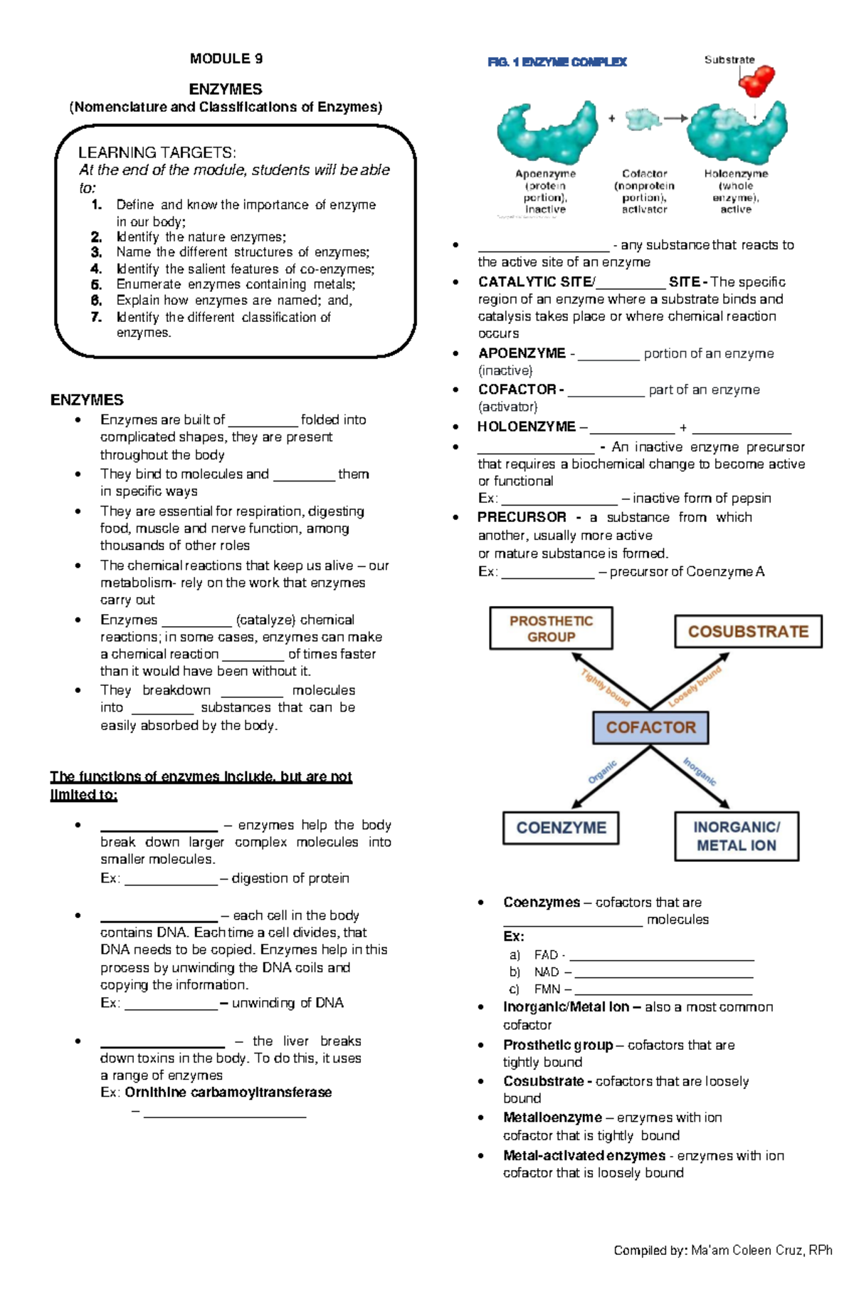 Module-9- Edited - marasmus and enzyme - Compiled by: Ma’am Coleen Cruz, RPh MODULE 9 ENZYMES ...