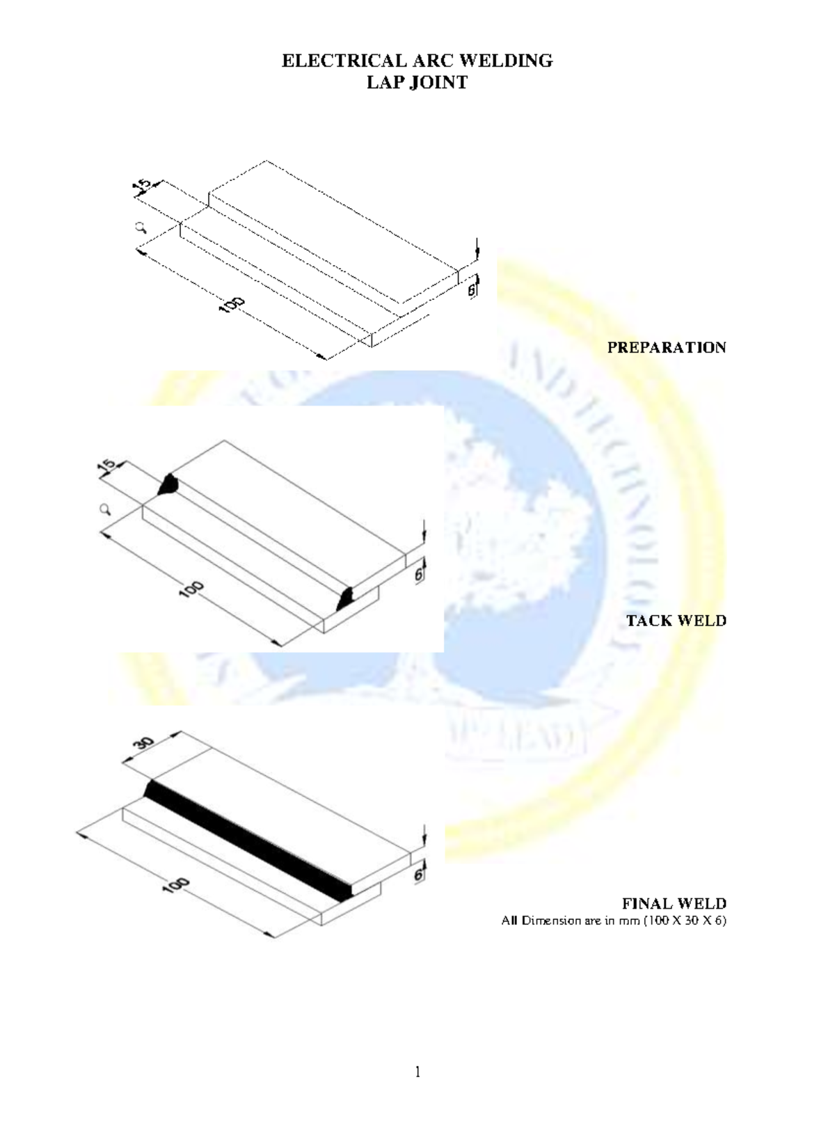 Electrical arc welding - lap joint - ELECTRICAL ARC WELDING LAP JOINT ...