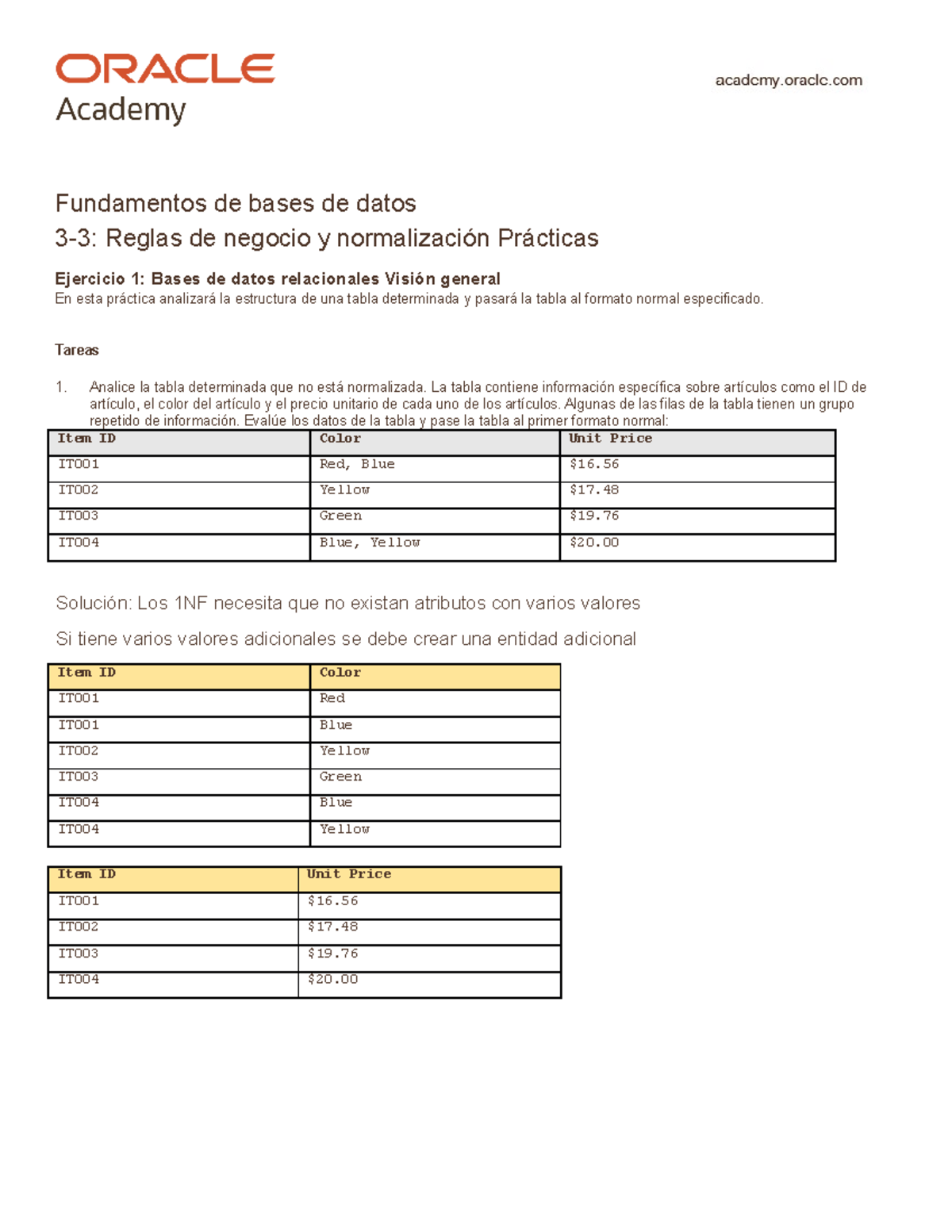 DFo 3 3 Respuesta - Fundamentos de bases de datos 3-3: Reglas de ...