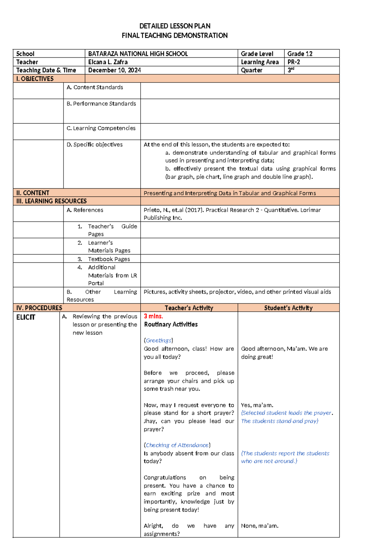 Final DEMO DLP - DLP in Senior High - DETAILED LESSON PLAN FINAL ...