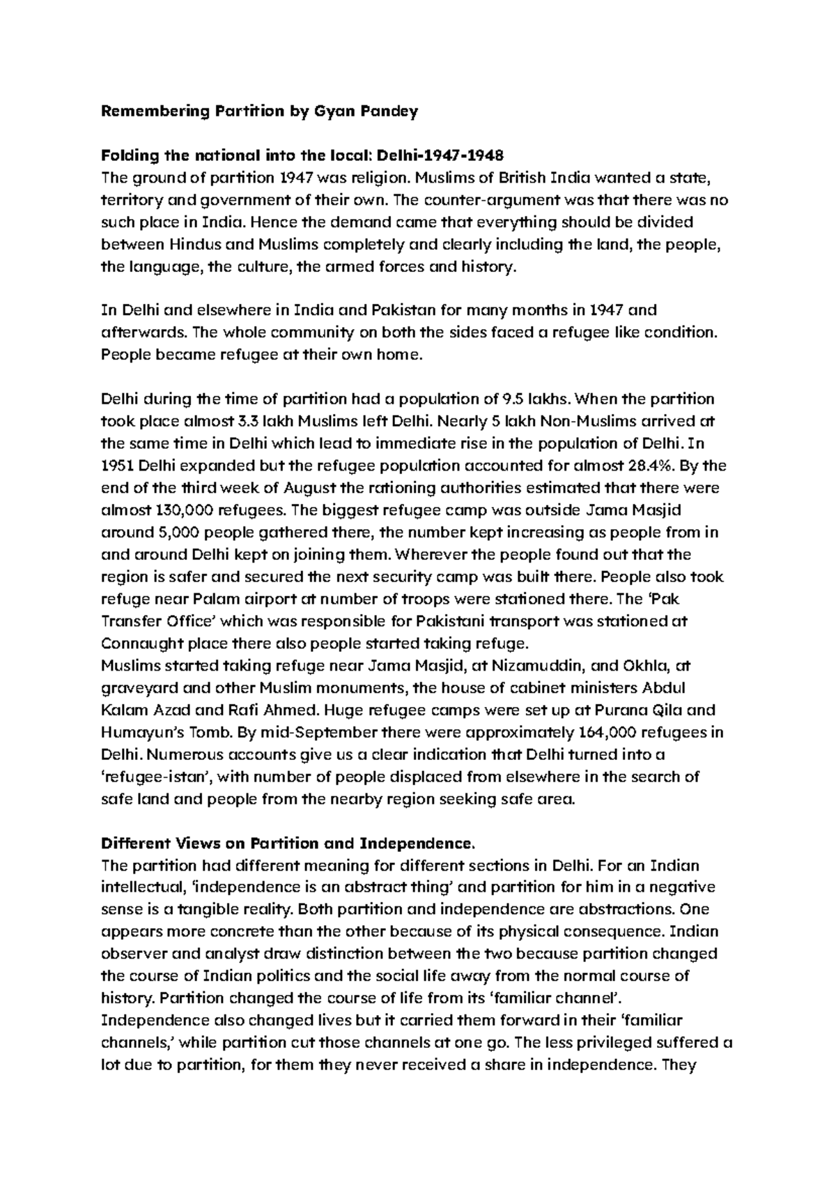 Partition gyan pandey - Remembering Partition by Gyan Pandey Folding ...