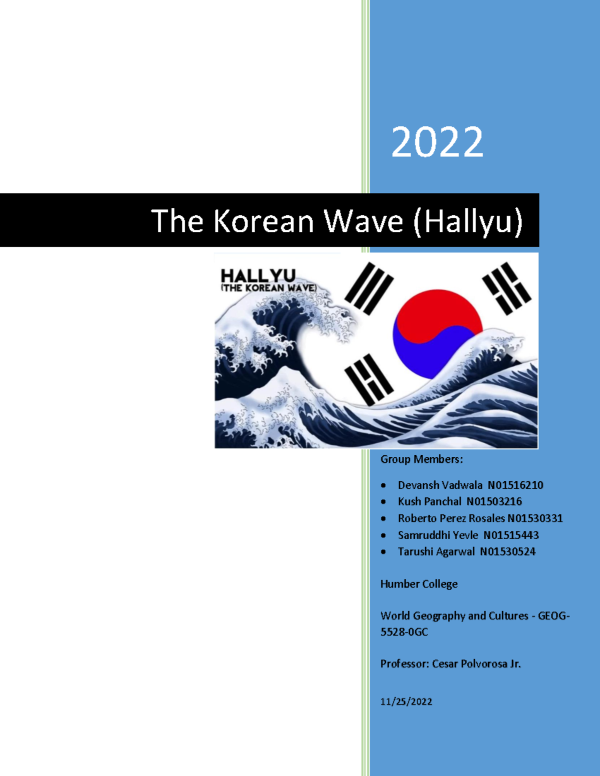 Assignment 3 - Korean Wave - 2022 Group Members: Devansh Vadwala N Kush ...