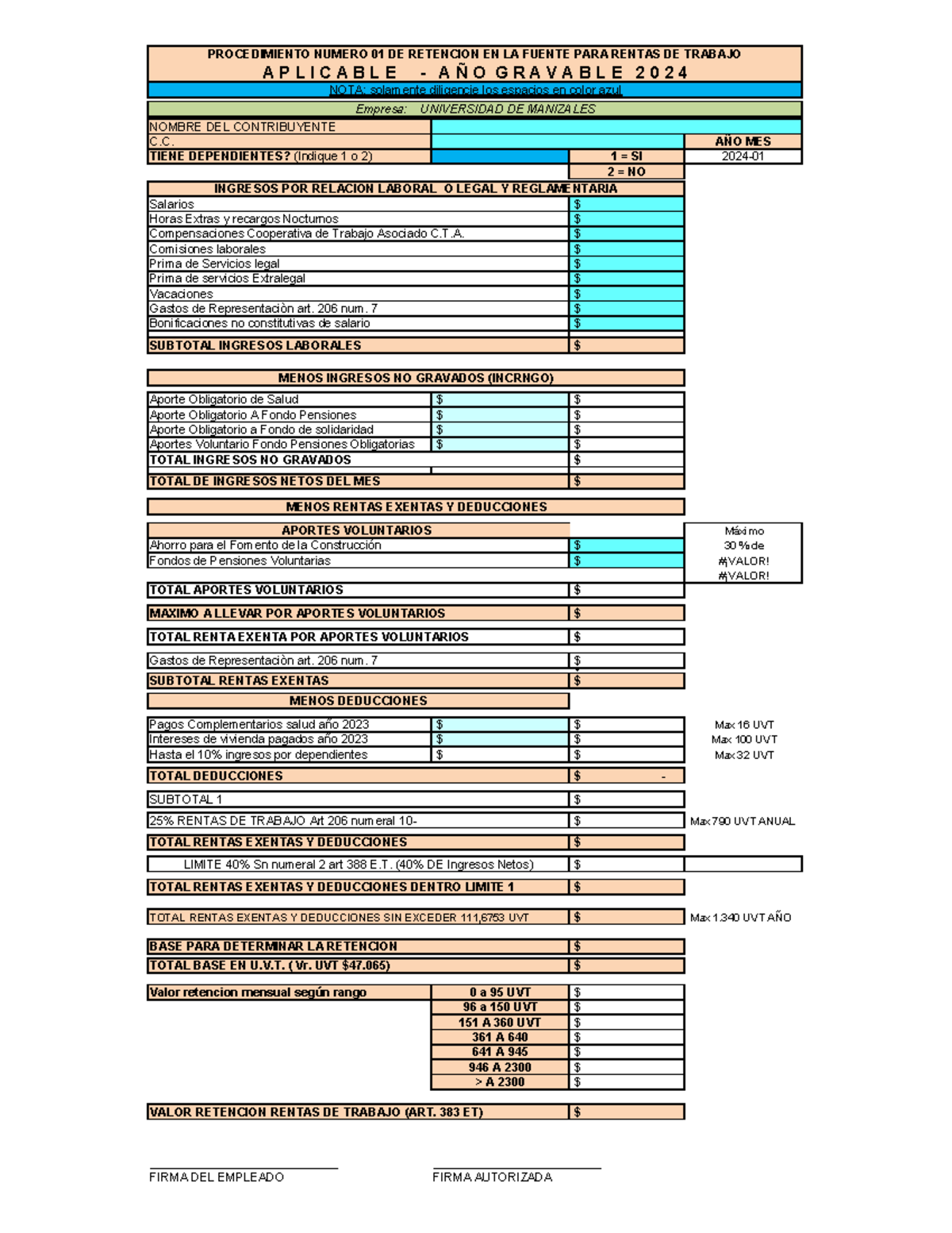 Formato Retencion 2024 Salarios - NOMBRE DEL CONTRIBUYENTE C. AÑO MES ...