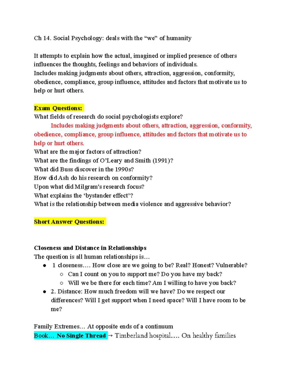 4 10 Lecture notes - social psychology - Ch 14. Social Psychology ...