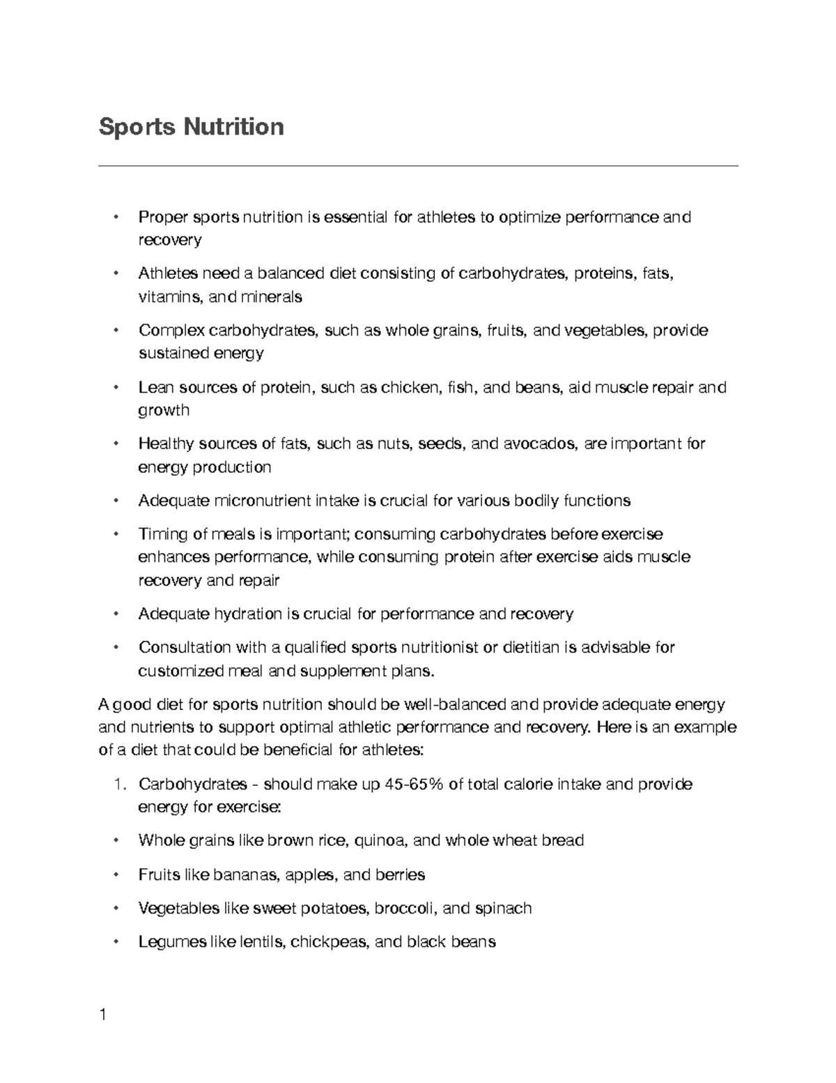 Sports Nutrition - Sports Nutrition Proper sports nutrition is ...