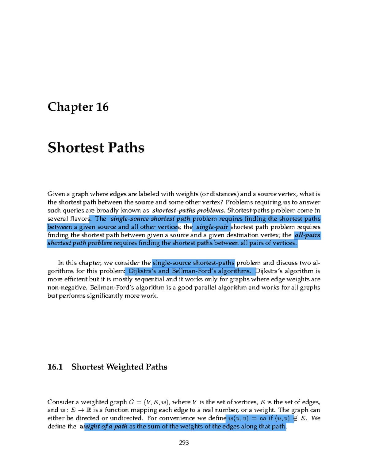 Chapter 16-Shortest Paths - Chapter 16 Shortest Paths Given a graph ...
