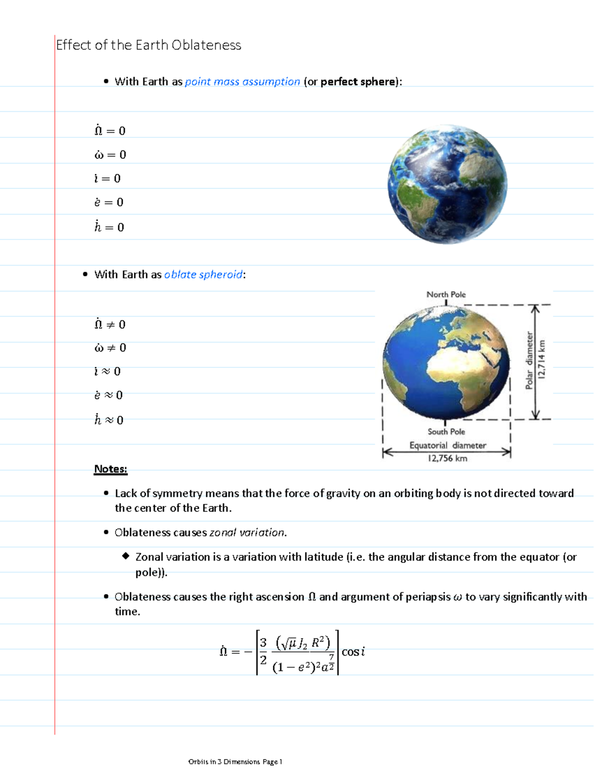 MAE 146 Lec 8 Astronautics - With Earth as point mass assumption (or ...
