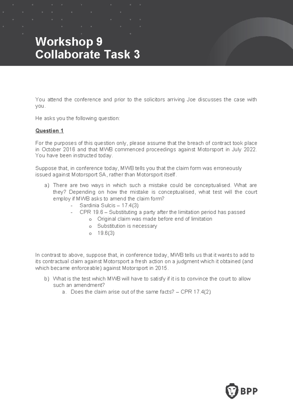 Civil W9 Collaborate Task 3 1 - Workshop 9 Collaborate Task 3 You ...