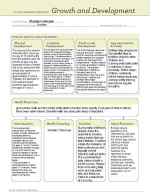 ATI Growth & Development Infant - NURS 464 - ACTIVE LEARNING TEMPLATES ...