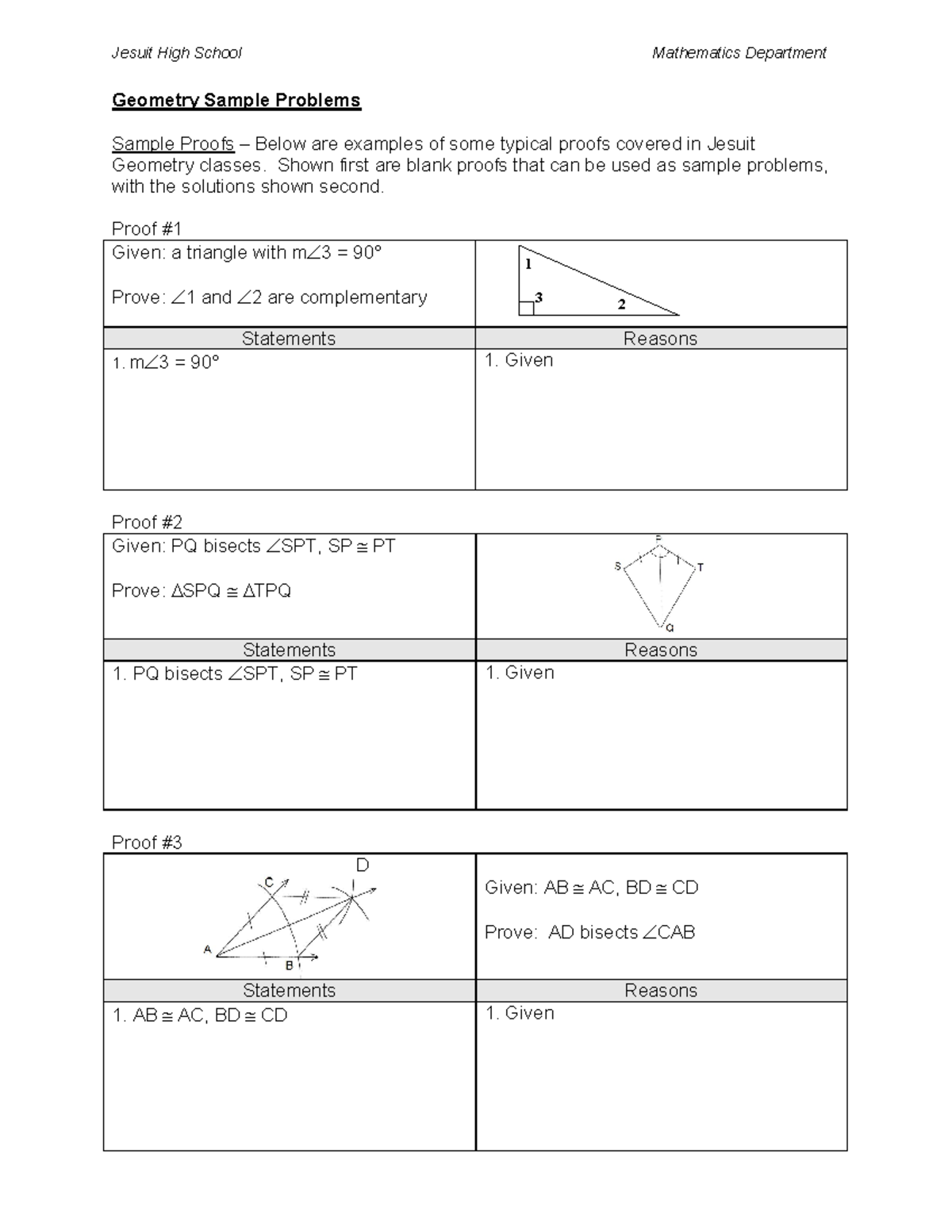 Prep-geometrychallenge - Geometry Sample Problems Sample Proofs – Below ...