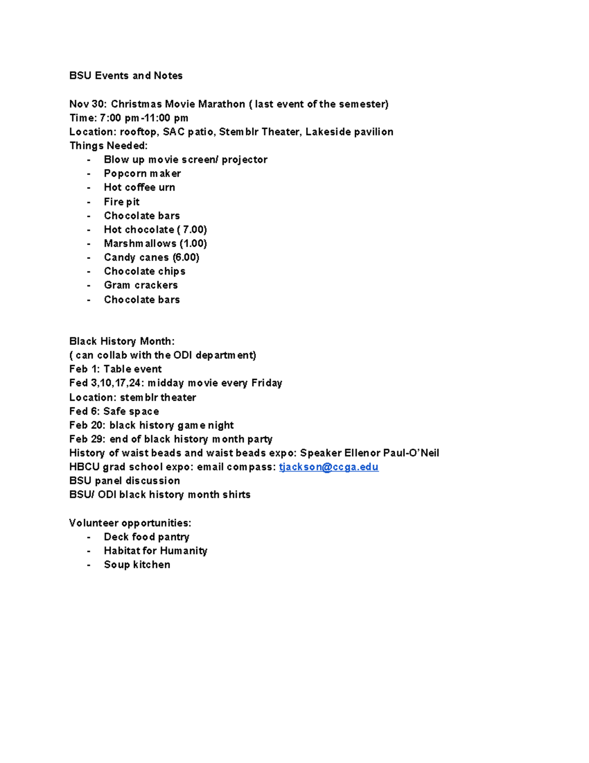 BSU Events and Notes - Studocu