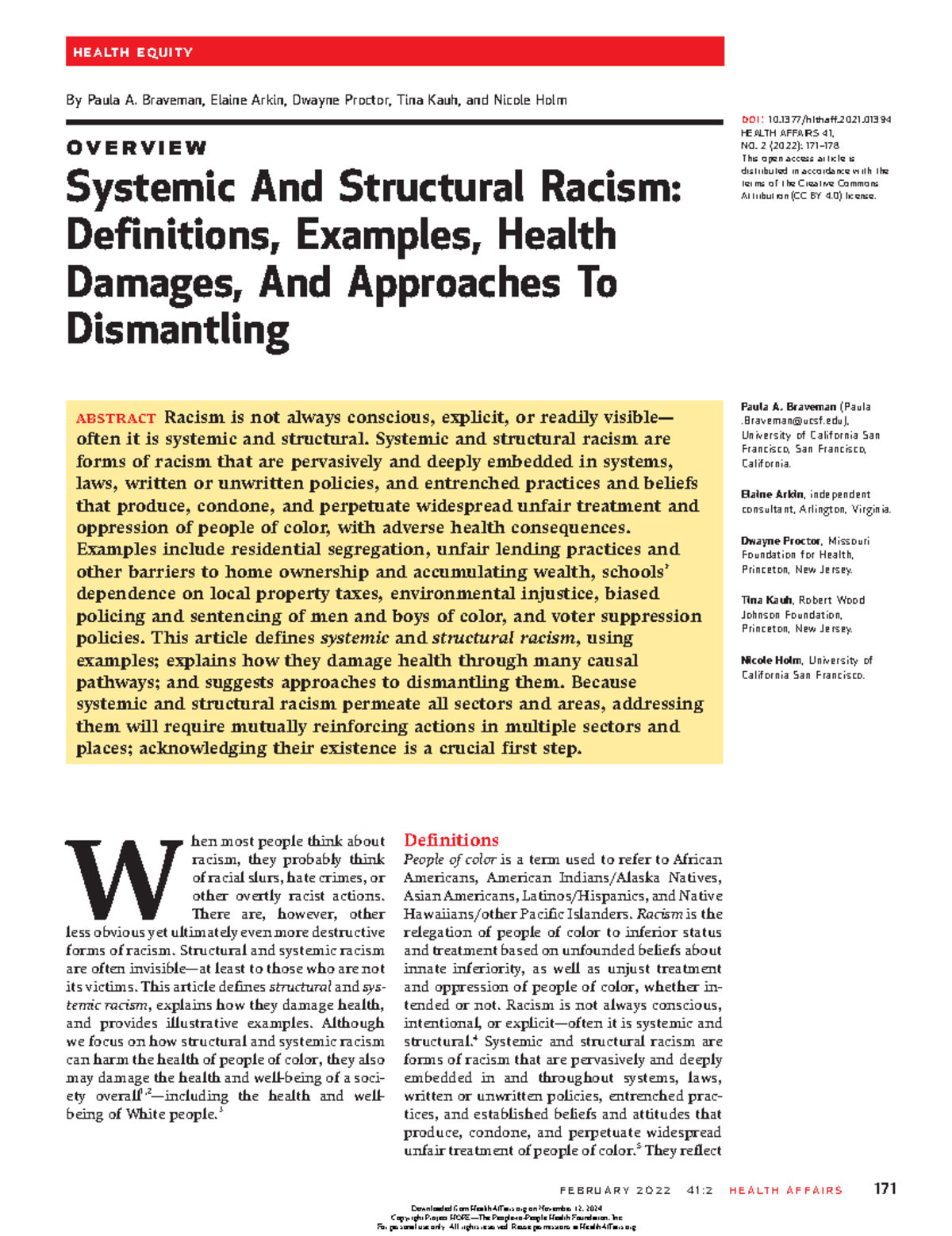Systemic and structural racism definitions examples health damages and ...